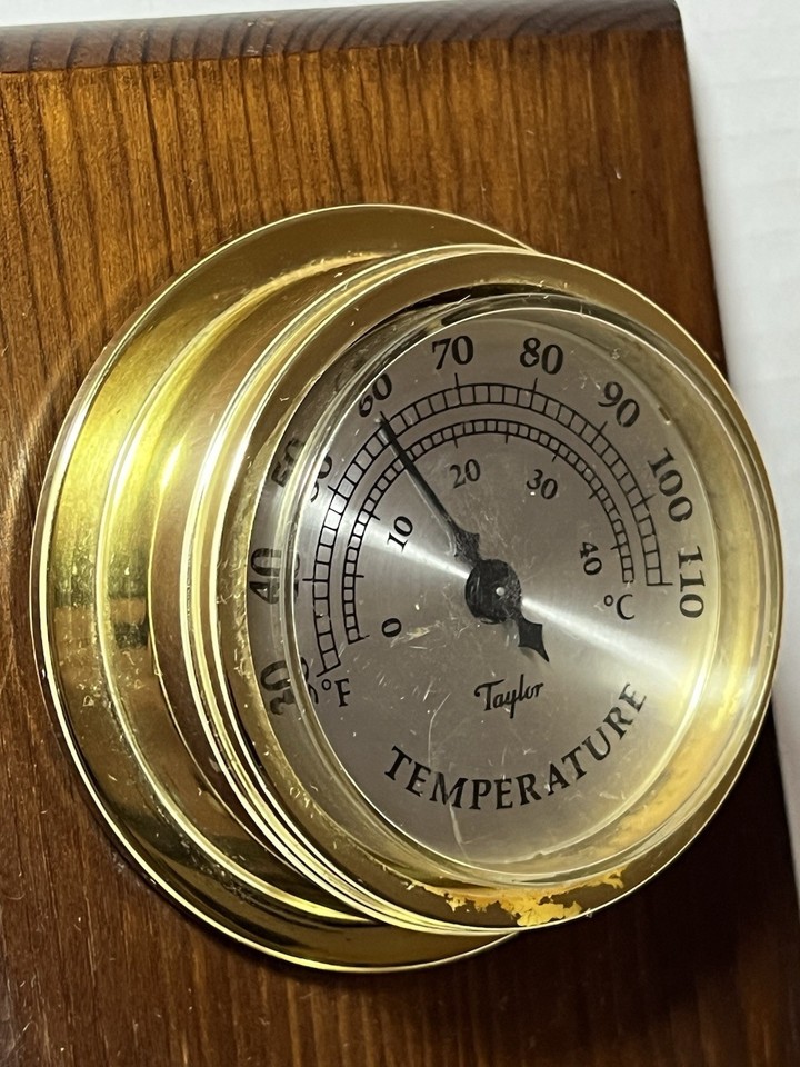 Vintage Taylor Barometer Thermometer Humidity Meter Gauge Wood Wall ...