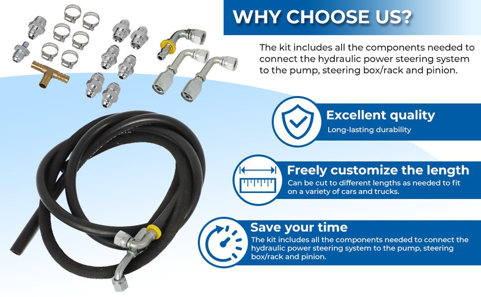 STEERING HOSE HOOKUP KIT W/ FITTINGS FOR Truck HYDRO BOOST POWER BRAKE ...