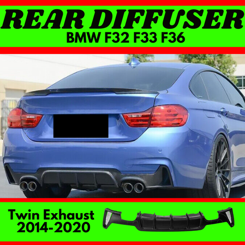 For TWIN EXHAUST BMW 4 Series F32 F33 F36 Gloss Rear Diffuser Lip ...
