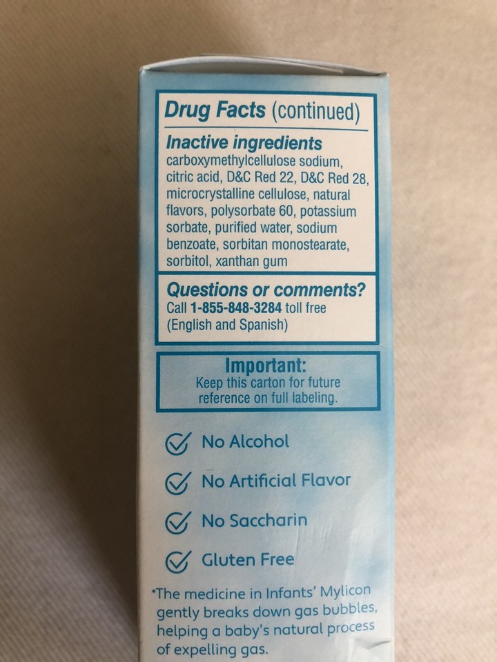 1 OZ 100 DOSES BABY INFANTS' MYLICON SIMETHICONE-ANTI-GAS RELIEF ...