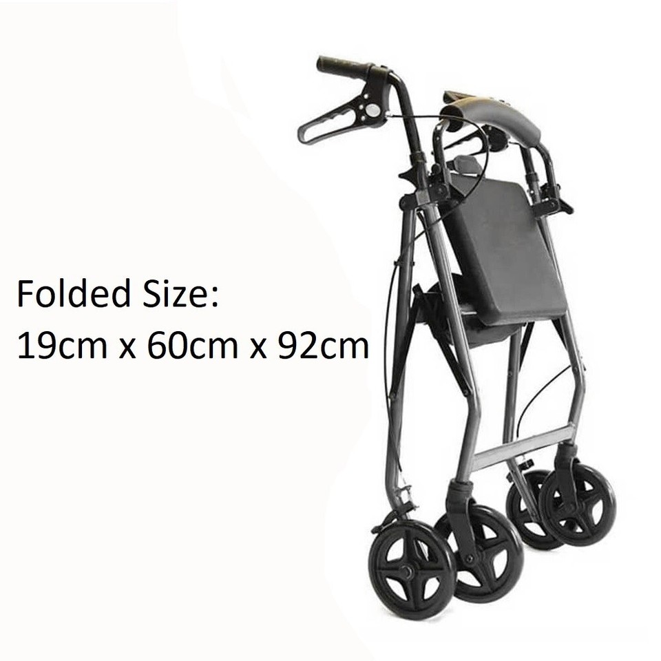 Lightweight rollator walker 4 wheel walking mobility frame with 15cm ...