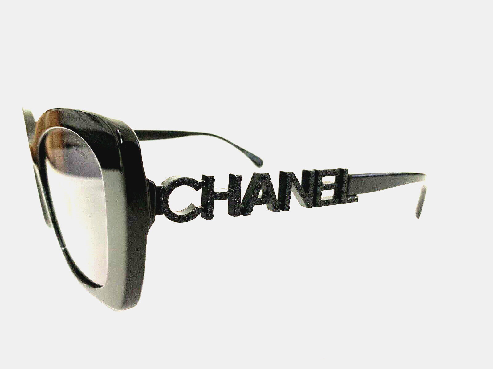 CHANEL CH5422B Black Logo Sunglasses, Black Acetate w/ Strass ...