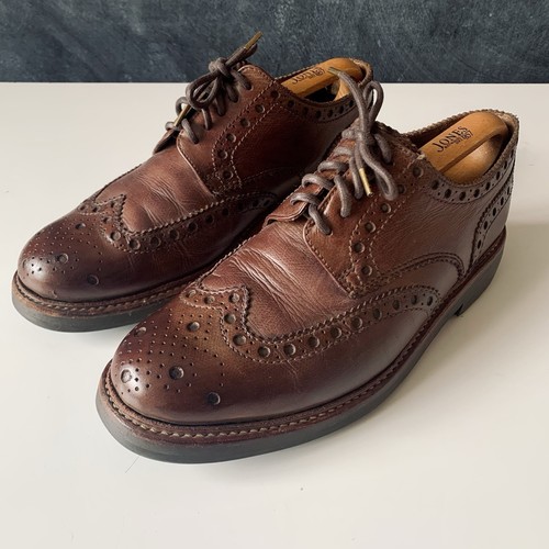 Grenson Archie Leather Wingtip Brogue UK 9 G Dark Brown Commando ...