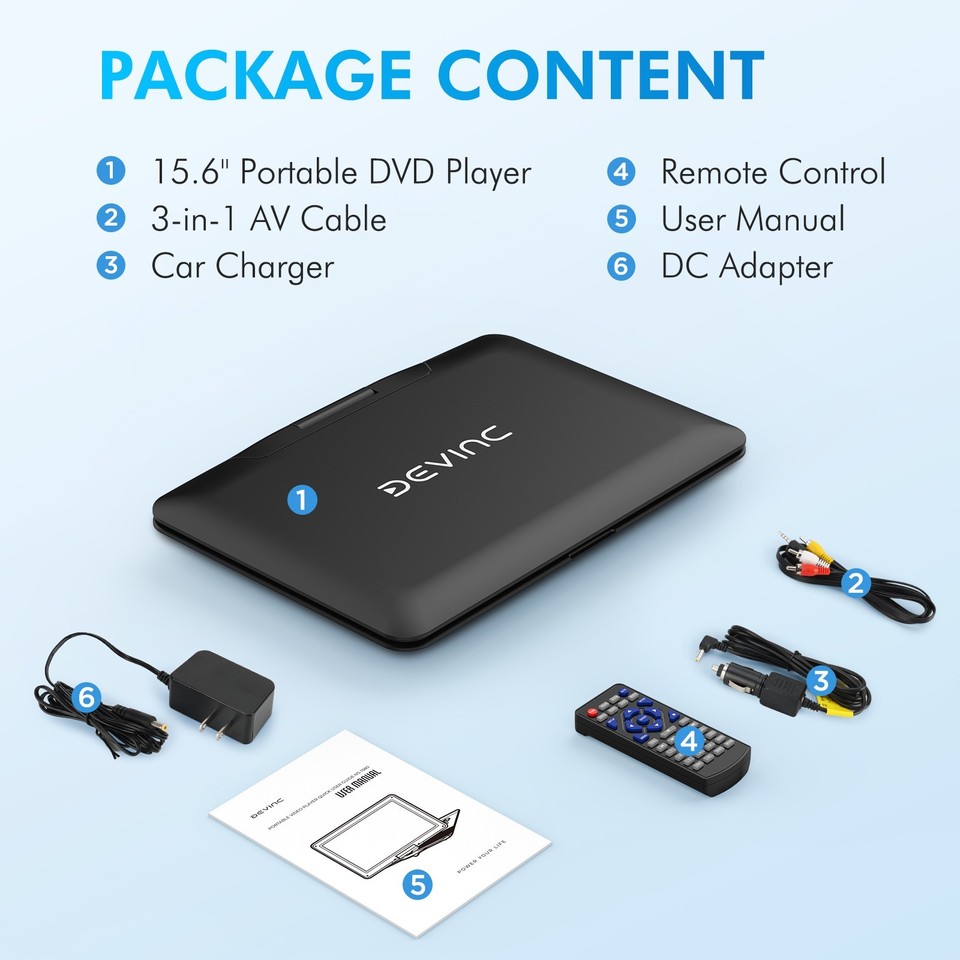 TENKER 17.9" Portable DVD Player w/ 15.6" HD Swivel Screen Rechargeable ...