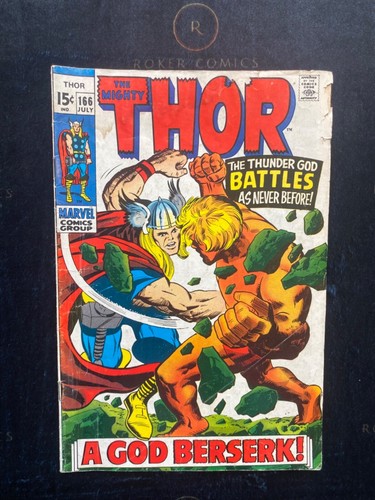 Thor #166 1969 Marvel Comics KEY CLASSIC THOR VS HIM BATTLE JACK KIRBY ...