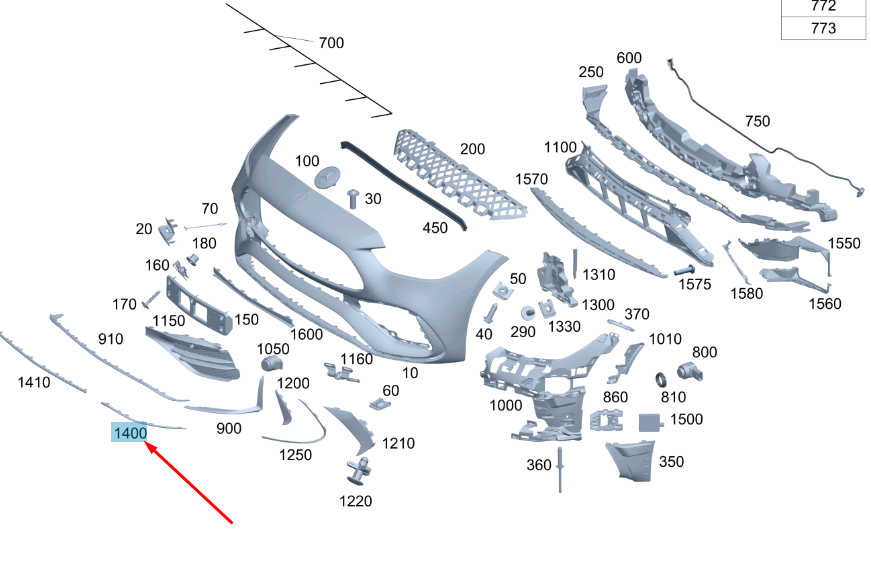 MERCEDES-BENZ C W206 AMG Front Bumper Right Lower Trim A2068854402 NEW ...