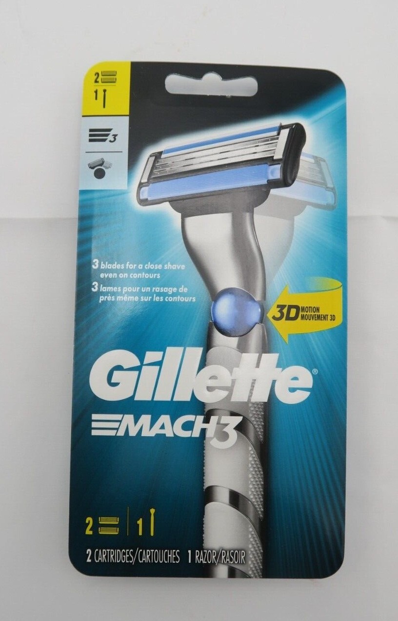 Gillette Mach3 2 Cartridges 1 Razor 3D Motion Movement 3 Steel Blade ...