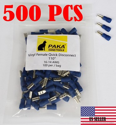 14-16 GAUGE VINYL BLUE FEMALE QUICK DISCONNECT .110 TERMINAL CONNECTOR ...