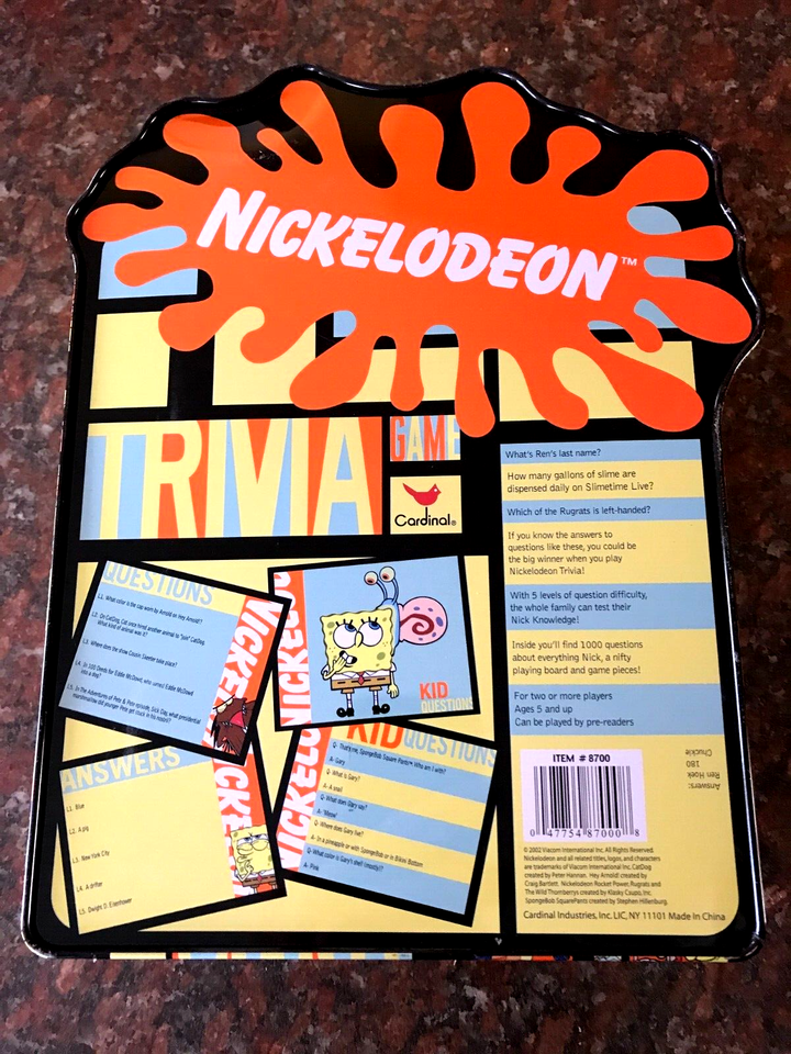 Nickelodeon Trivia Board Game Collectible Tin Box Complete 2002 | eBay
