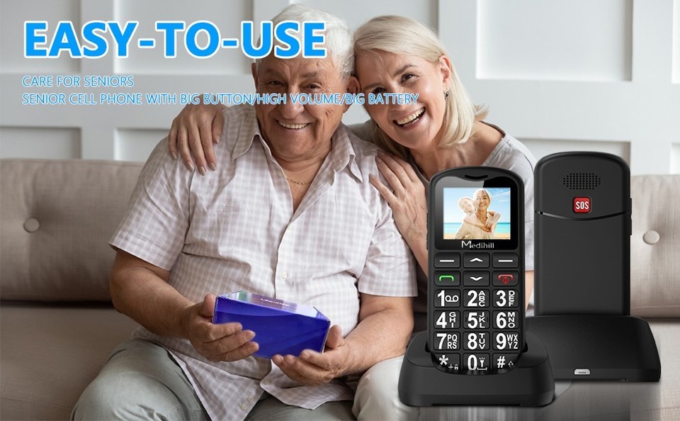 Big Button Mobile Phone SOS for Elderly Senior Cell Phone (Black ...
