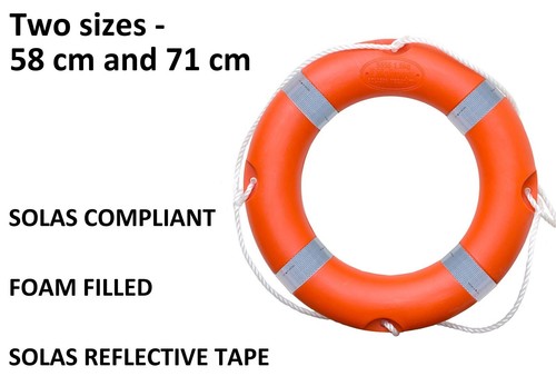 NEW plastic foam filled Life ring lifebuoy buoy SOLAS compliant 58 cm ...