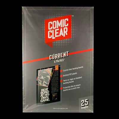 25-pack of Crystal-Clear Comic Clear Backing Boards - Current Age Size ...