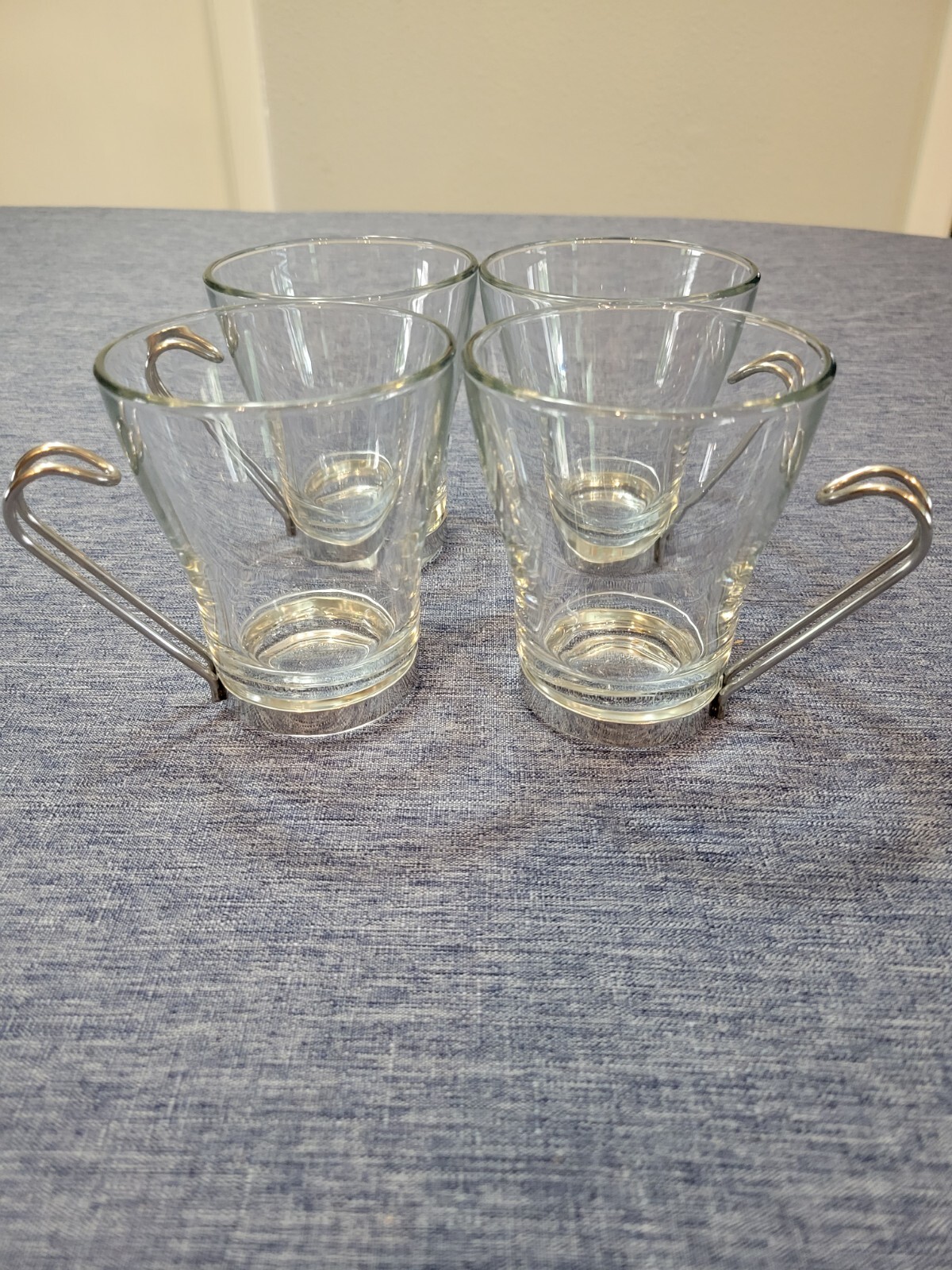 Vintage Bormioli Rocco Cappuccino Cups Wire Handle Tempered Glass Italy ...