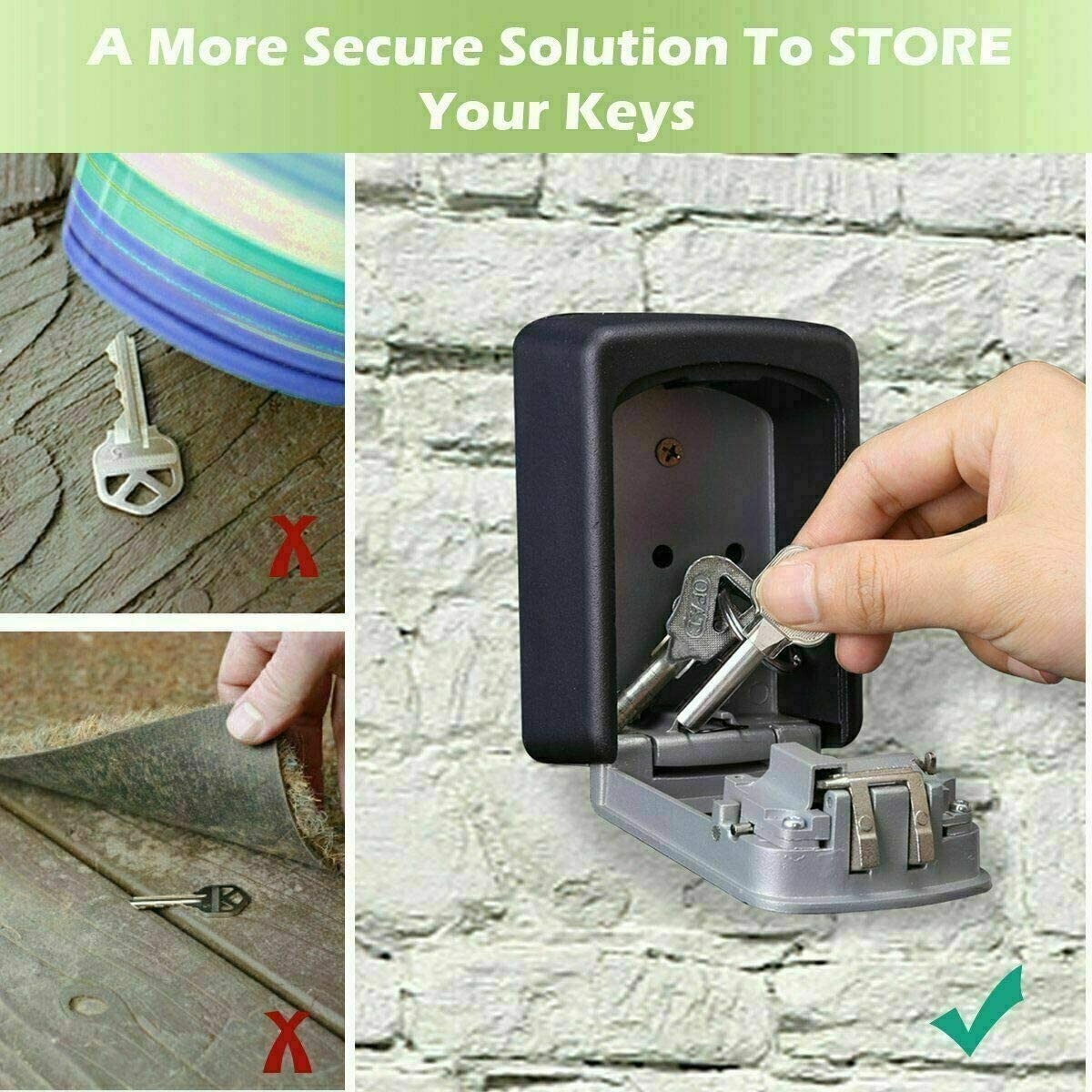 WALL MOUNTED KEY SAFE 4 DIGIT COMBINATION KEY SAFE OUTDOOR SECURITY KEY ...