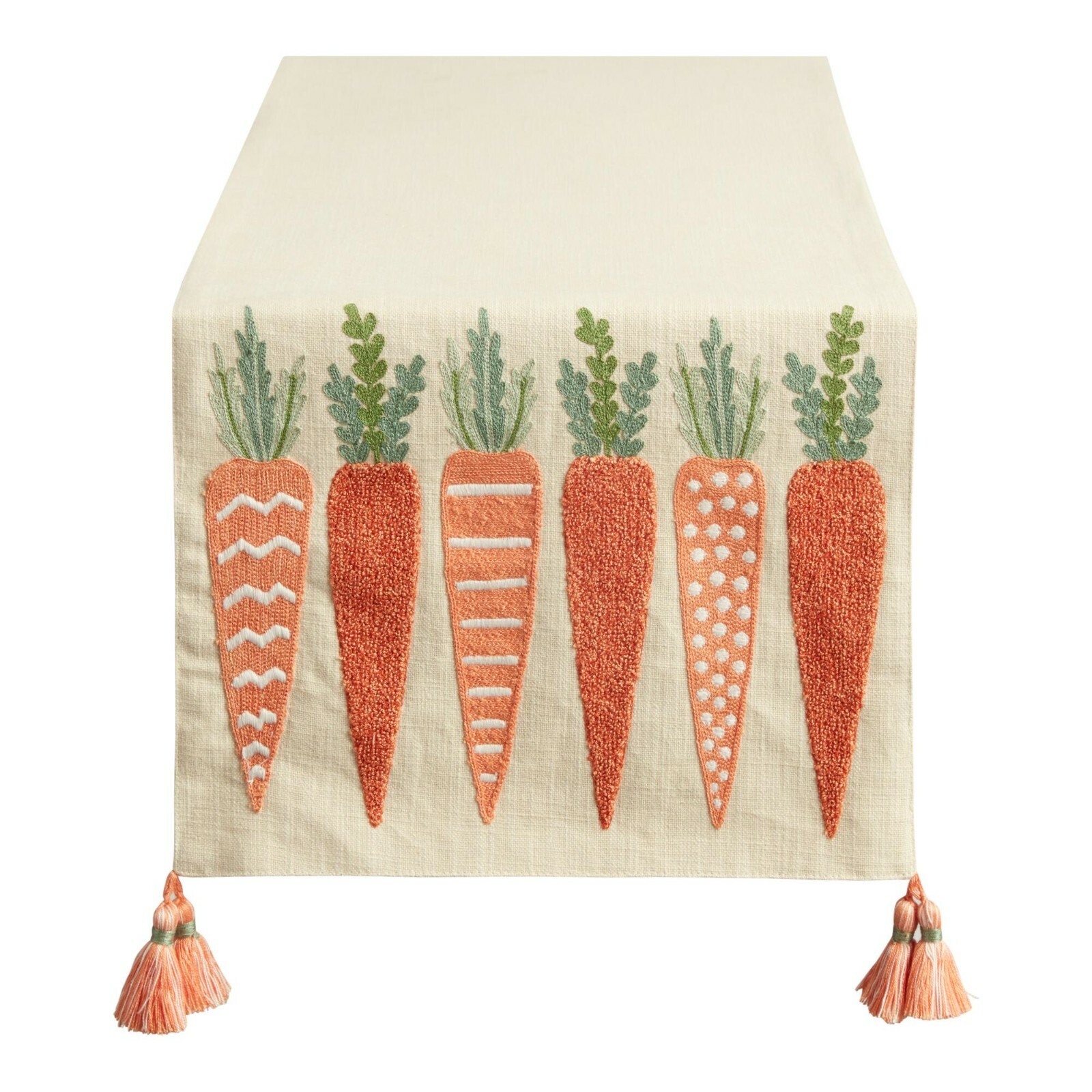 World Market Pier Place Natural Cotton Carrot Embroidered Easter Table ...