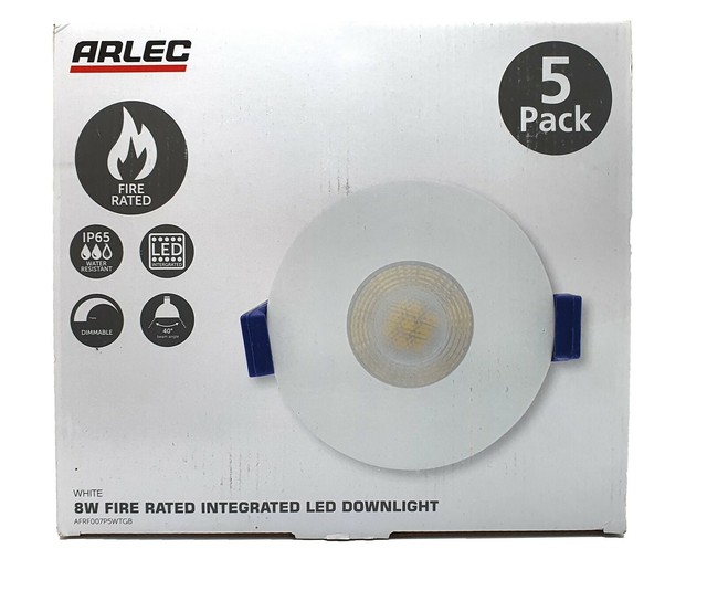 Arlec 8W LED Downlight 5 Pack (Fire Rated) IP65 Water Resistant ...