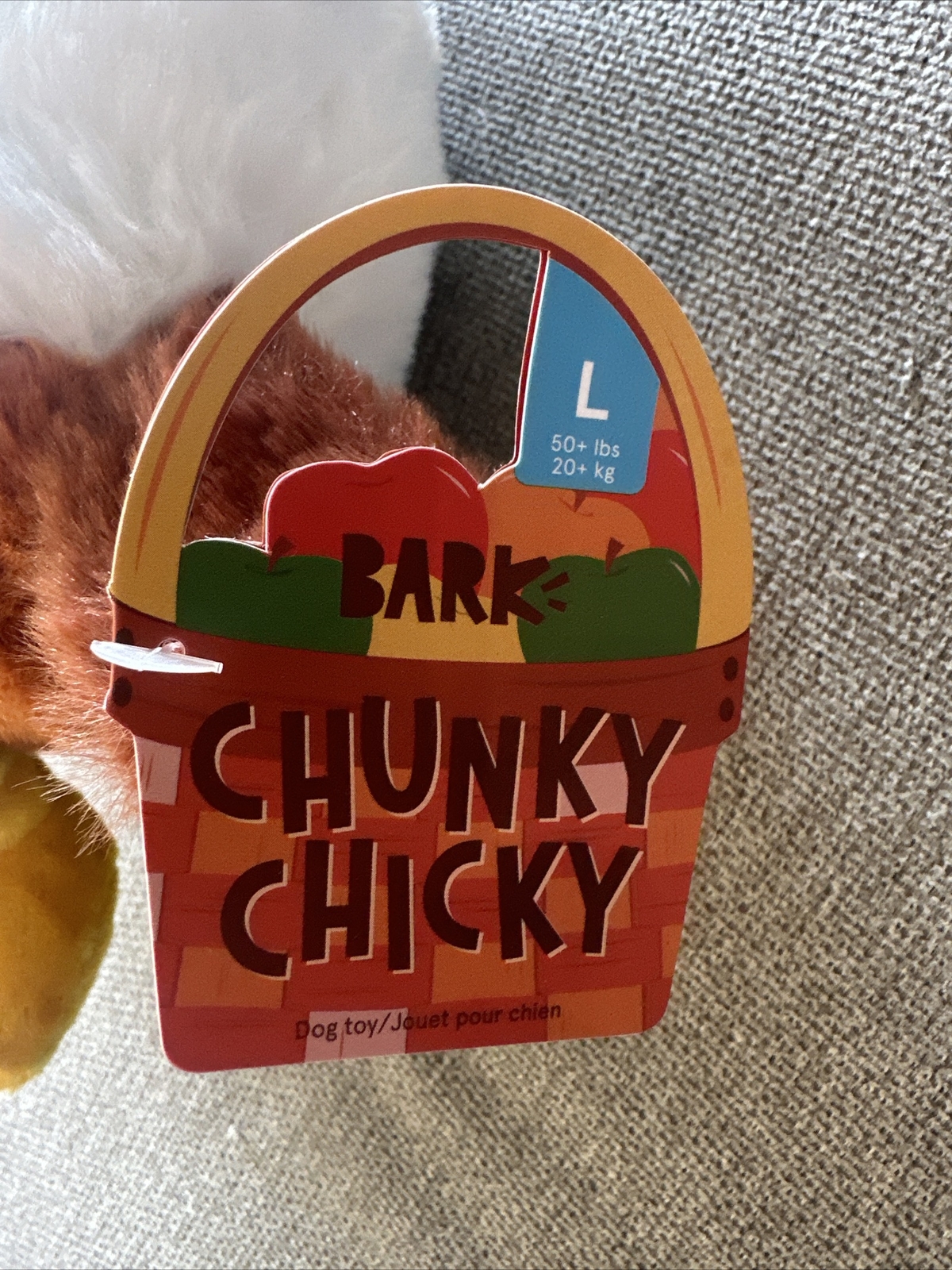 New W/Tags Bark Box Chunky Chicky Plush Dog Toy Large 50+ Lbs Crinkly ...