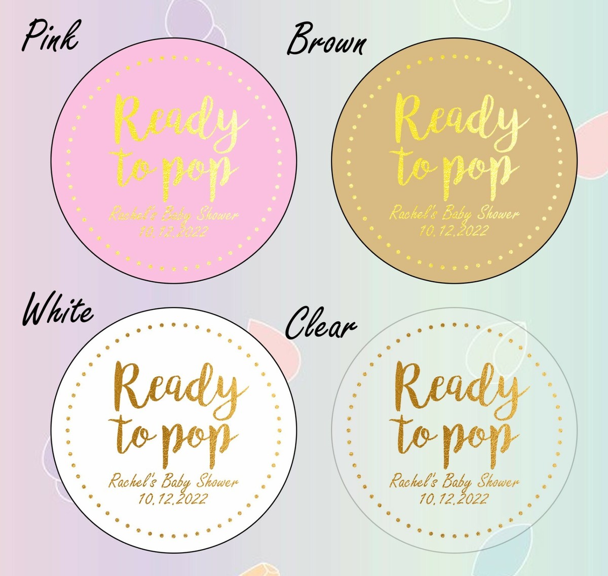 Ready To Pop Round Labels Custom Round Ready To Pop Stickers, Gold
