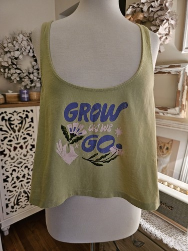 Anthropologie x Jillian Goeler Daily Practice Graphic Cropped Tank Sz L ...