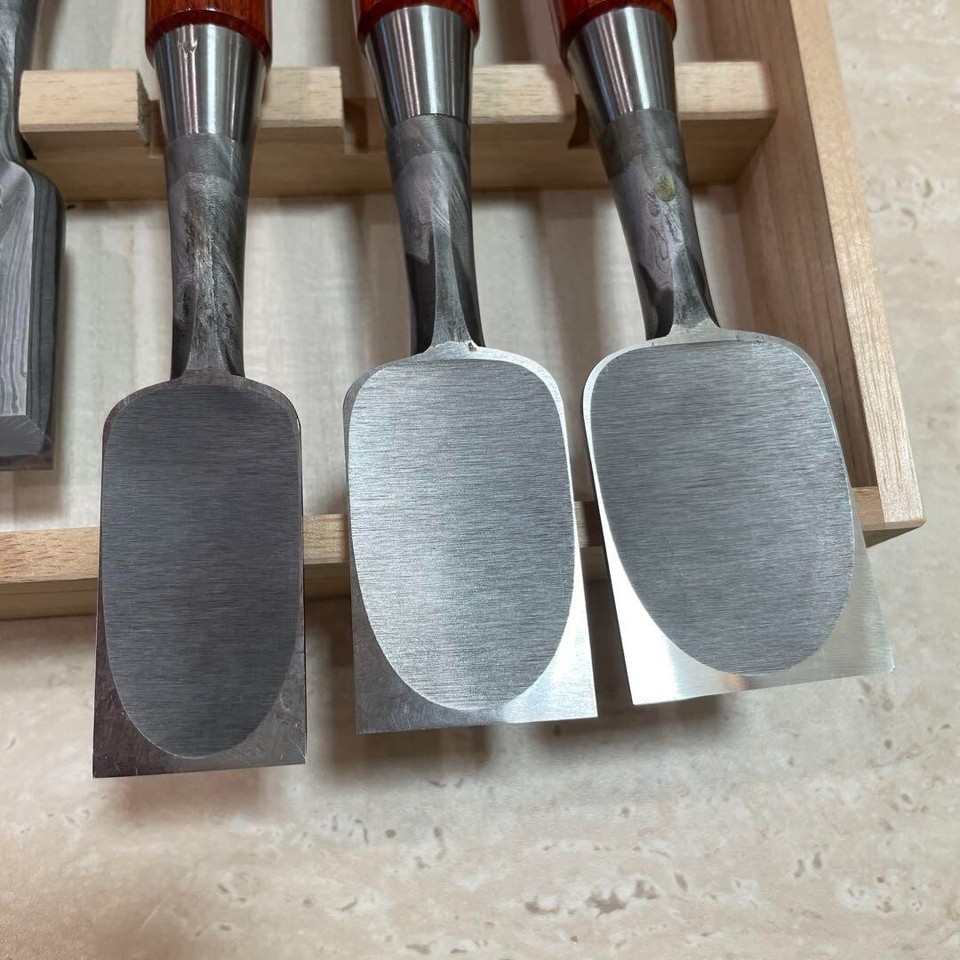 Yamahiro Vintage Damascus Mokume Oire Nomi Japanese Bench Chisels Set ...