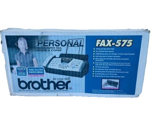 Brother FAX-575 Personal Fax Machine with Phone and Copier Retail Box ...