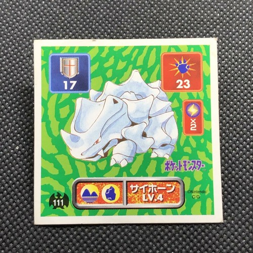 Rhyhorn No.111 Pokemon Seal 1996 Japanese Very Rare Amada From Japan F ...