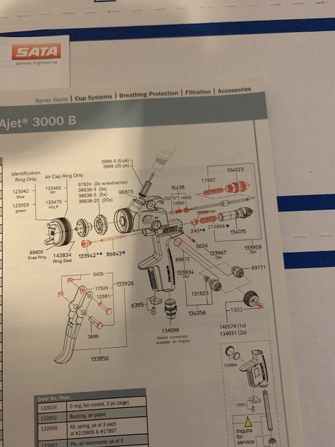 SATA Jet 3000b RP Repair Kit 133835 for sale online | eBay