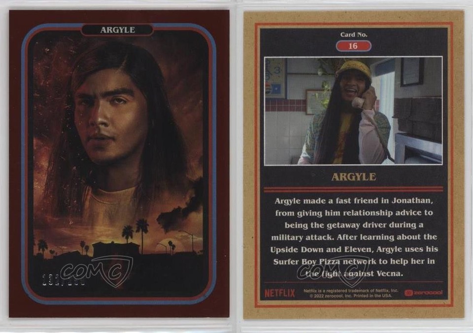2022 Zerocool Stranger Things Character Cards Red Metal /250 Argyle #16 ...