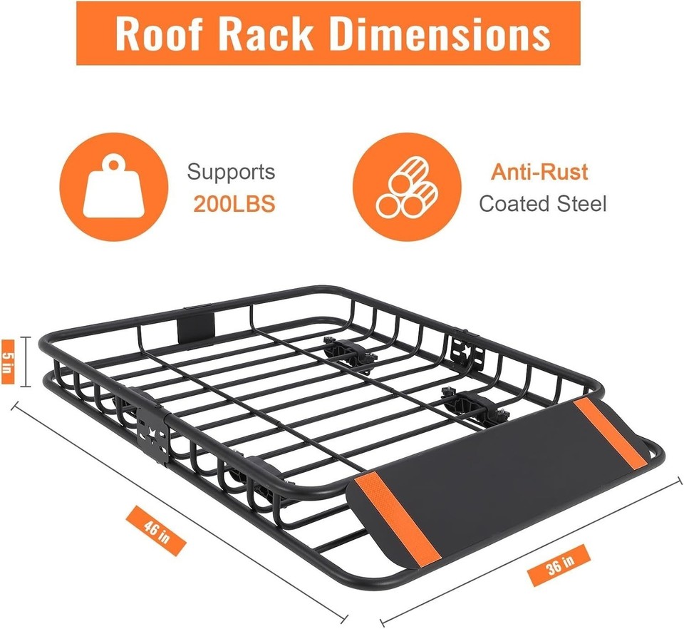 Car Roof Rack Basket Top Luggage Holder Cargo Roof Rack Carrier w/ U ...