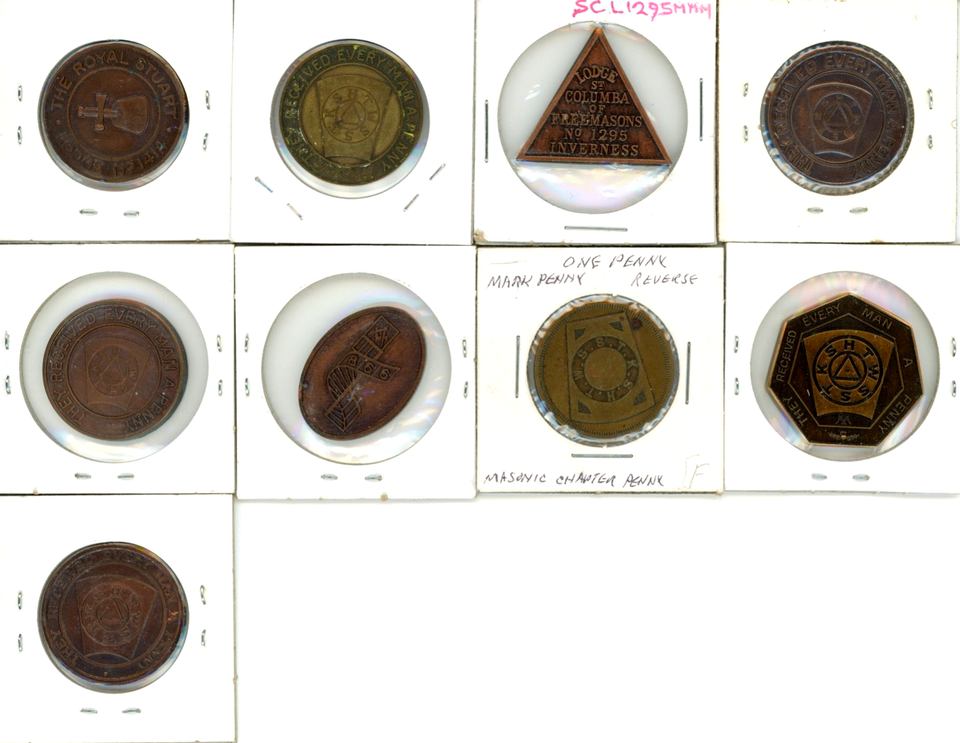 Lot of 9 Masonic Coins & Tokens - They Received Every Man A Penny | eBay