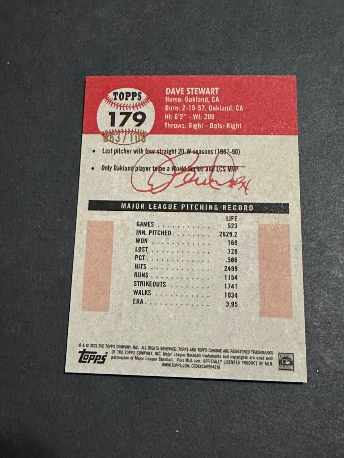 2022 Topps Chrome Platinum Anniversary - Dave Stewart #179 Fuchsia Atomic Refractor /100 for ...