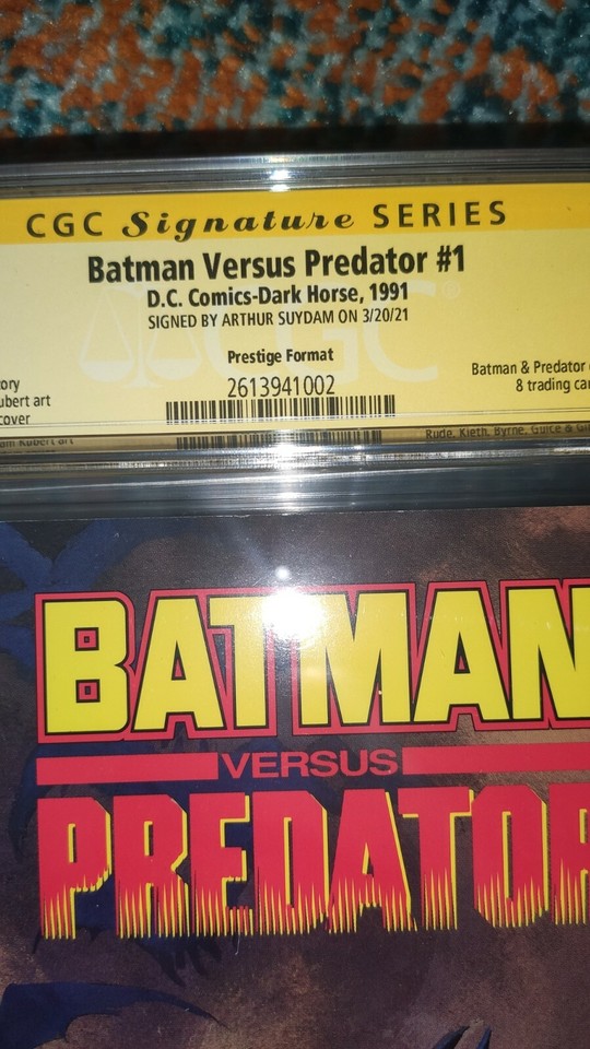 CGC 9.8 Batman Vs PREDATOR #1 SIGNED Arthur Suydam 1991 N Mint brandNew ...