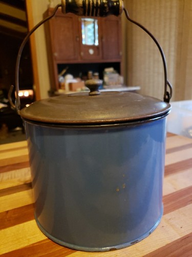 ANTIQUE TIN LUNCH PAIL BERRY BUCKET WITH LID and SWING HANDLE | eBay