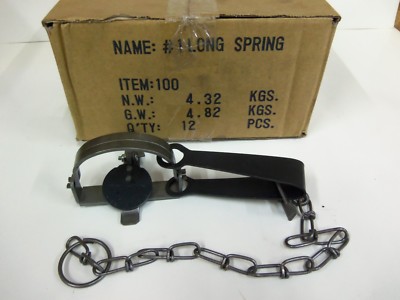 12 Bridger #1 Long Spring Foothold Traps Raccoon Muskrat Mink Marten ...