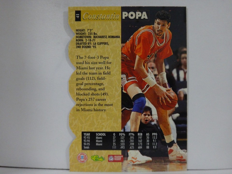 1995 Classic Four Sport Silver Die Cuts #41 Constantin Popa | eBay