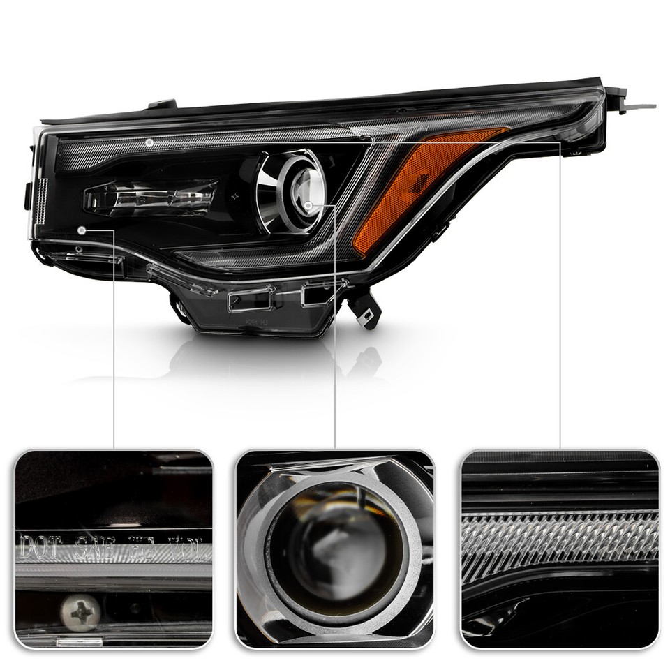 For 2017-2019 GMC Acadia w/LED DRL Black Halogen Headlights Headlamps ...