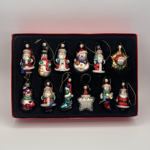 Vintage Glass Holiday Christmas🎄🎅 Ornaments w/ Box Set Of 12 Misc | eBay
