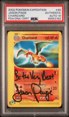 AUTO PSA 10 Jason Paige signed Charizard 2002 Pokemon Expedition ...