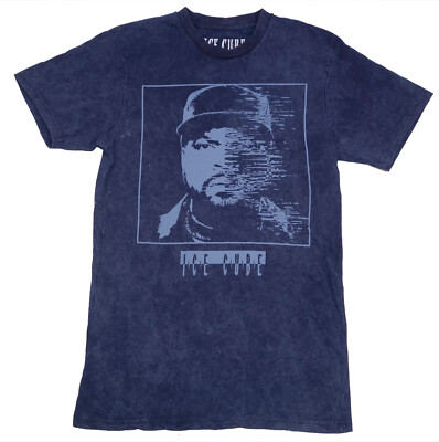 ICE CUBE official T Shirt Graphic NWA Medium Blue Print Navy w TAG rap ...