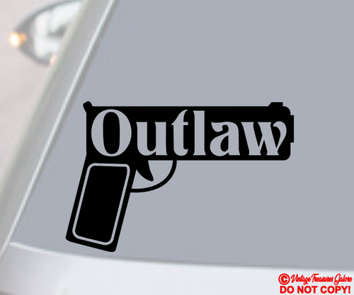 OUTLAW GUN Vinyl Decal Sticker Car Window Wall Bumper Gangster ...