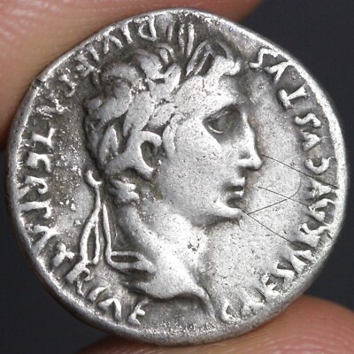 Emperor Augustus Coin 2BC Ancient Roman Empire Silver Denarius Two ...