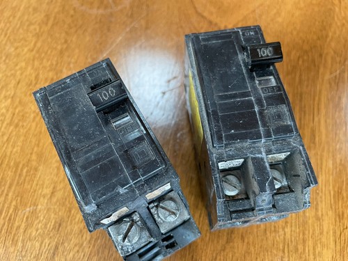 *Lot of 2* Square D QO2100 Plug On Circuit Breaker 100A 2P 120/240V Amp ...