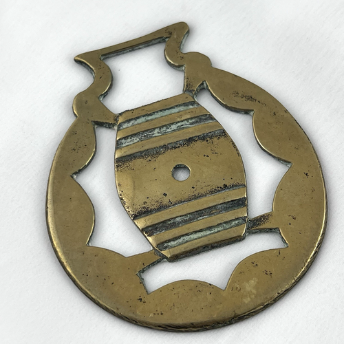 Brass Horse Medallion Antique English Wine Cask Beer Keg Barrel Brewery ...
