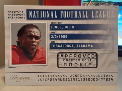 2011 JULIO JONES PRESTIGE *PASSPORT* ROOKIE ATLANTA FALCONS ALABAMA ...
