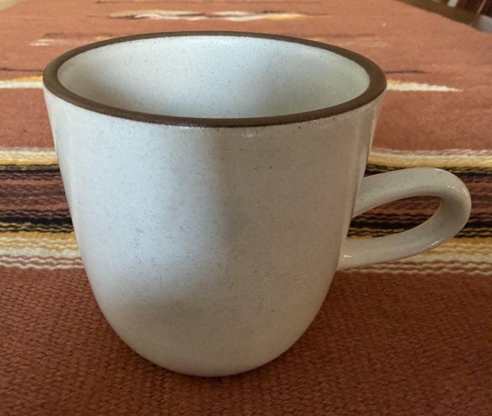 set of (2) Heath Ceramics Rim Line LOW HANDLE Mugs CUPS SAND BROWN rim ...