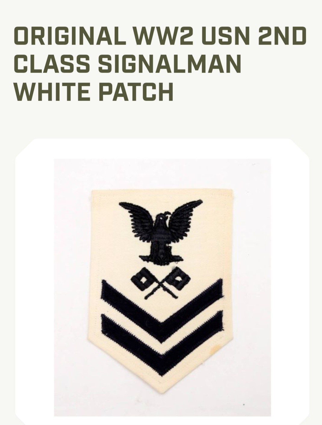 vintage military patch WW2 Navy USN second class signalman | eBay