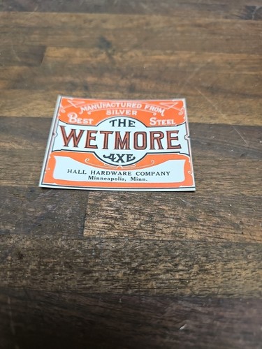 K397- NOS orig vintage The WETMORE Axe Hall Hdw. Co Minneapolis Minn ...