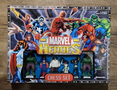 2003 NEW Marvel Heroes Chess Set Spider-Man, Hulk +More, Pressman, MT ...