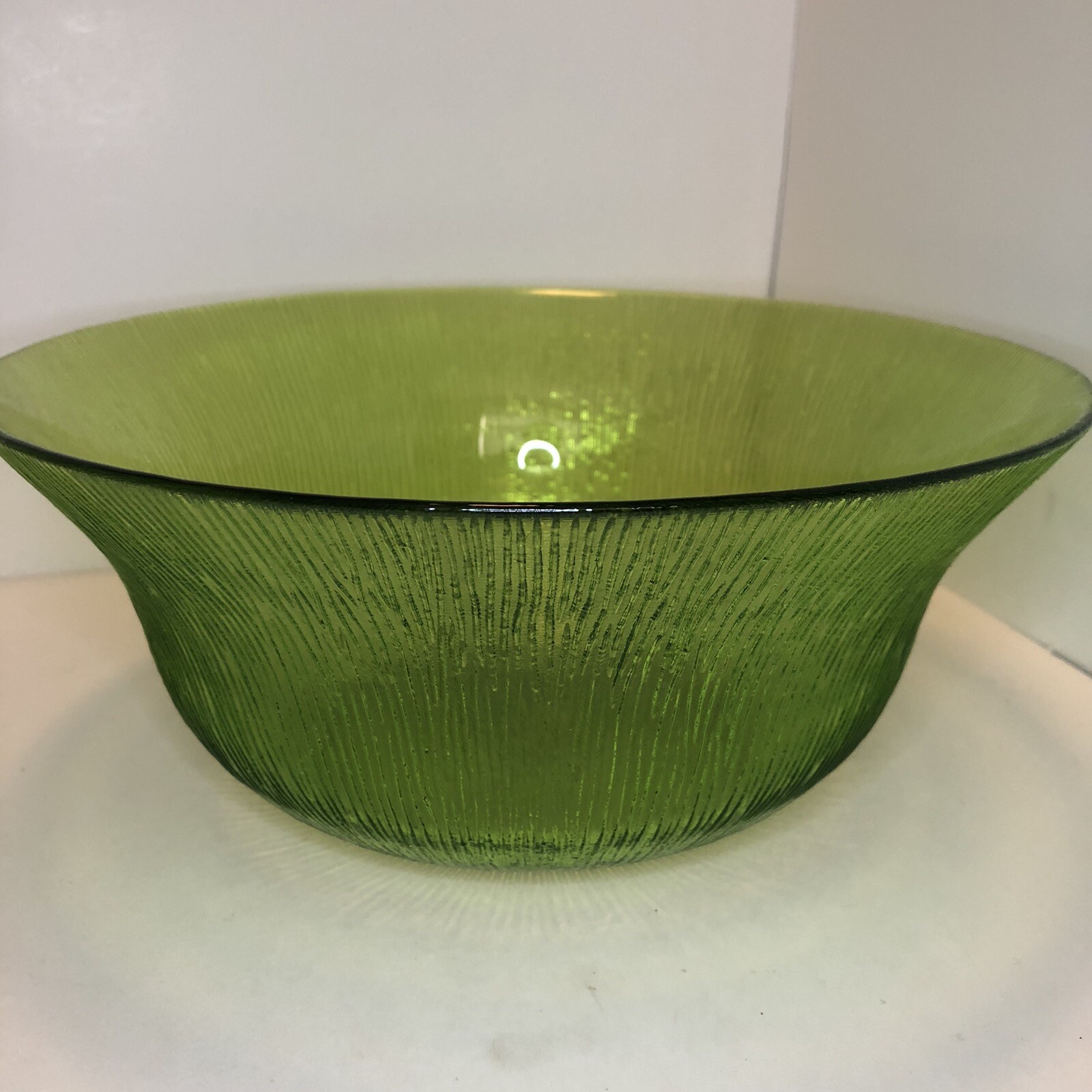 Green Glass Salad Bowl With Ribbed Pattern | eBay