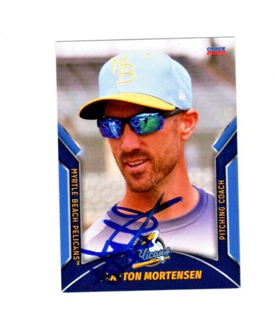 Clayton Mortensen signed autograph 2022 Myrtle Beach Cubs baseball card ...